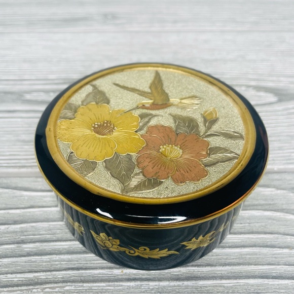 Vintage | Accents | The Art Of Chokin 24kt Goldedged Round Trinket Box ...
